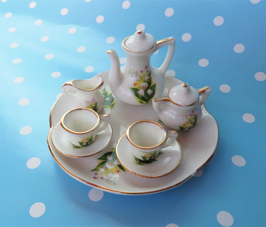 Vintage Lefton Dolls House Miniature China Tea Set 1.75 - Etsy