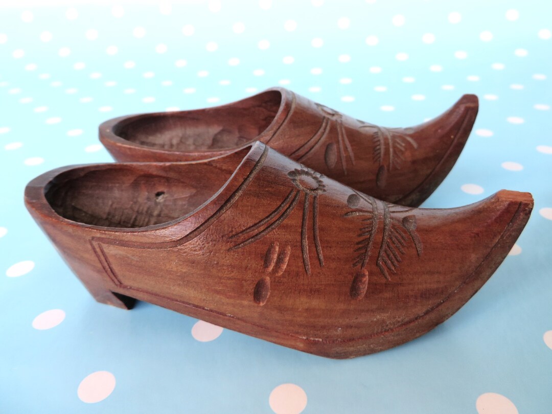 Vintage Carved Wooden French or Belgian Clogs 4.5" / 11.5 Cm Long - Etsy