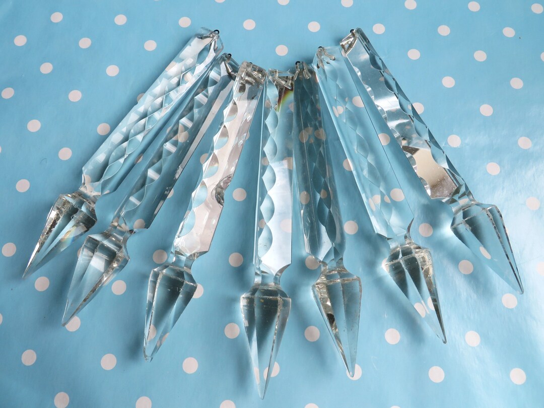 Seven Antique Crystal Chandelier Drops, 6.5 / 16.5cm Long. - Etsy
