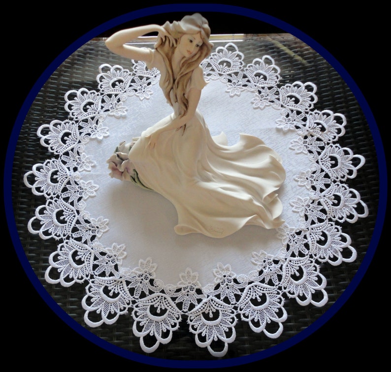 25" Large Lace Decadent White Doily Table Topper Round - Etsy