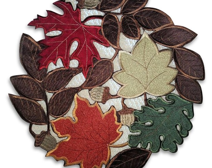 16" SET OF TWO Doilies Autumn Doily Maple Leaves Leaf Table Topper Fall ...