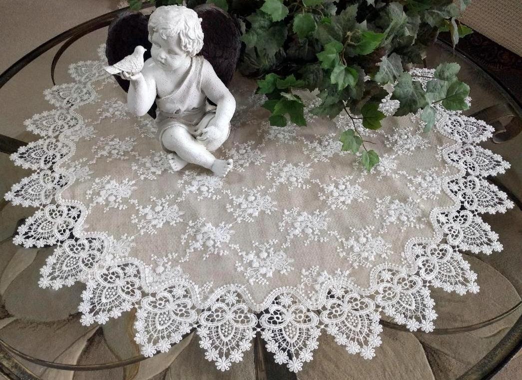 35 Lace Doily Table Topper Tablecloth Neutral Burlap - Etsy