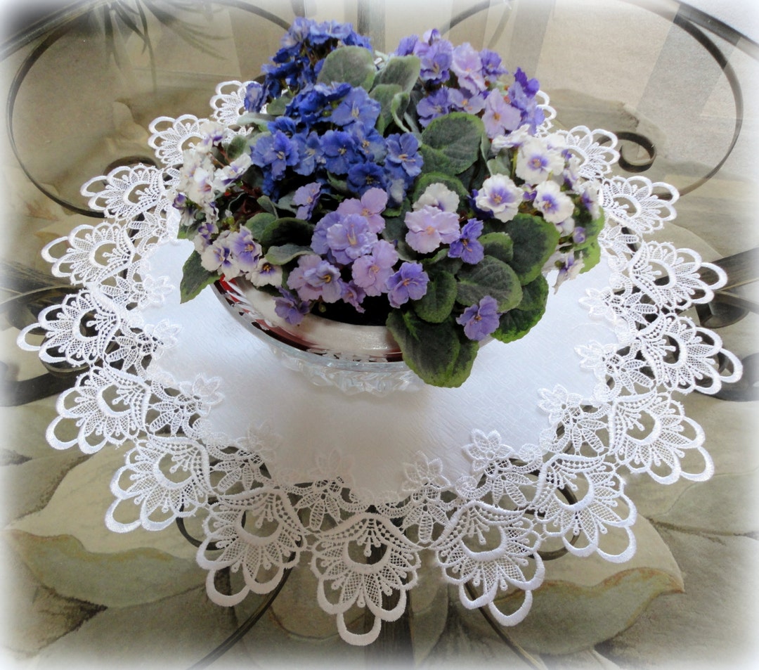 25" Large Lace Decadent White Doily Table Topper Round - Etsy