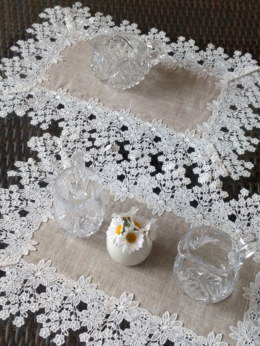 17" X 12" Doilies SET OF 2 End Table Placemats Flower Lace Doily ...