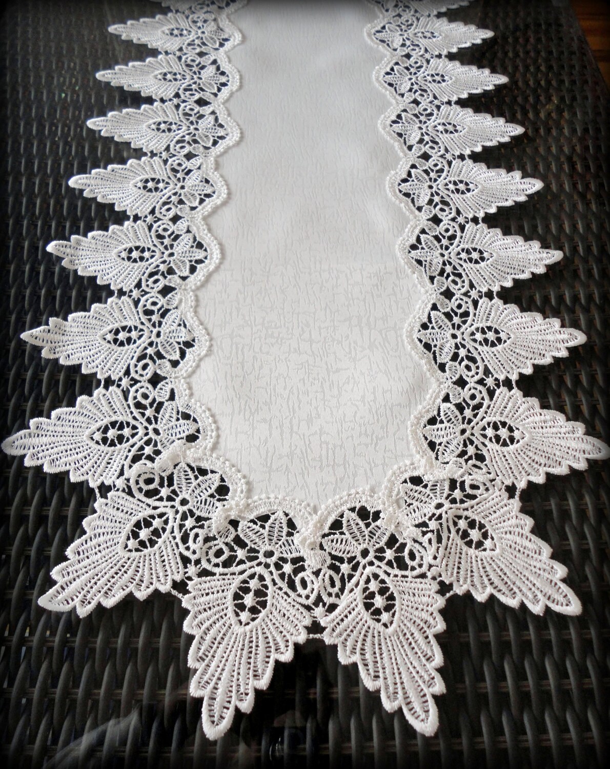 54" Antique White Dresser Table Runner Formal European Lace Doily - Etsy
