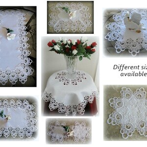 25" Large Lace Decadent White Doily Table Topper Round - Etsy