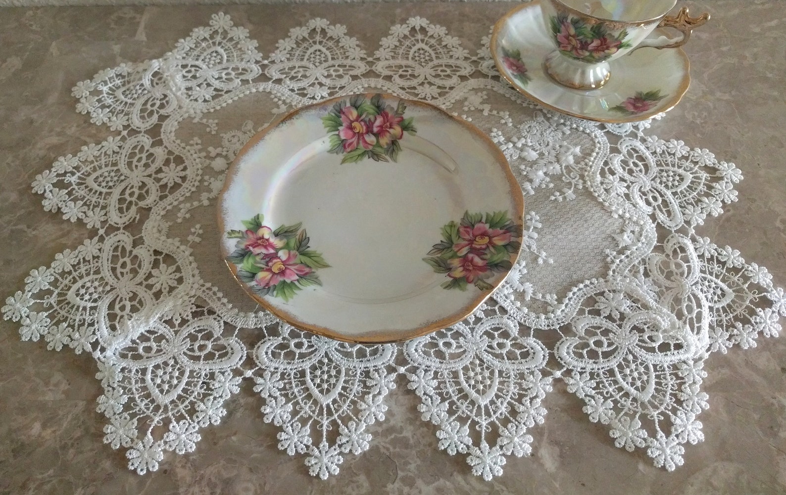 18 X 14 Lace Doilies Set of Two End Table Doily Neutral Burlap Natural ...