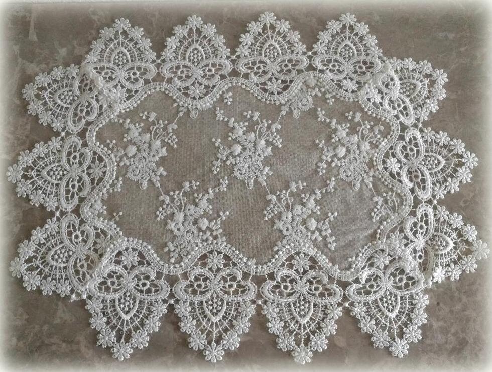 18" X 14" Lace Doilies Set of Two End Table Doily Neutral Burlap ...