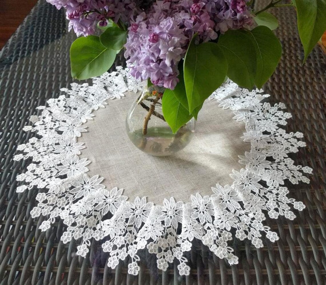 16 SET OF TW0 Flower Lace Doilies Neutral Burlap Natural - Etsy