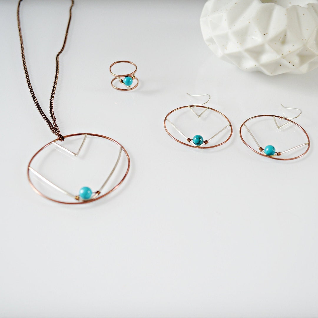 Turquoise Jewelry Set, Aztec Inspired Jewelry, Bohemian Fashion Gift ...