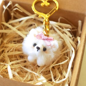 Pomeranian Keychain, Dog Keyring, Dog Keychains, Keyring Soft Faux ...