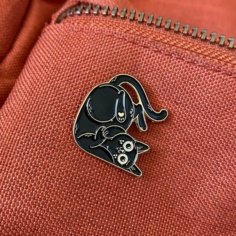 Silly Black Cat Soft Enamel Pin - Etsy