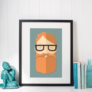 Beard Art Print, Bearded Man Print, Portrait, Hipster Art, Minimalist ...