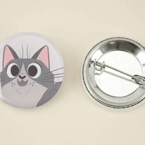 Cute Cat Buttons, 1.25 Badge, Cat Gift, Cat Lover's Gift, Kitty Button ...