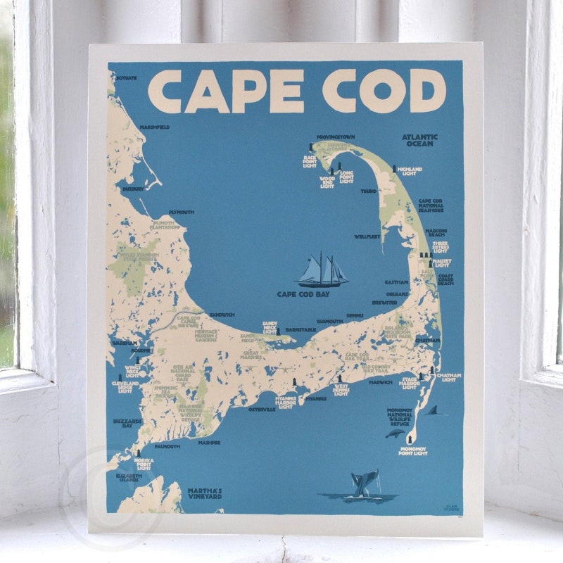 Cape Cod Map Poster - Etsy