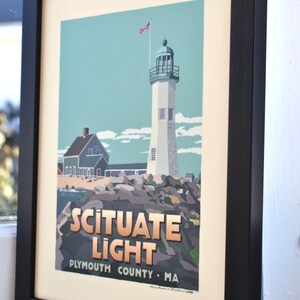 Scituate Light Art Print 8" X 10" Framed Travel Poster by Alan Claude ...