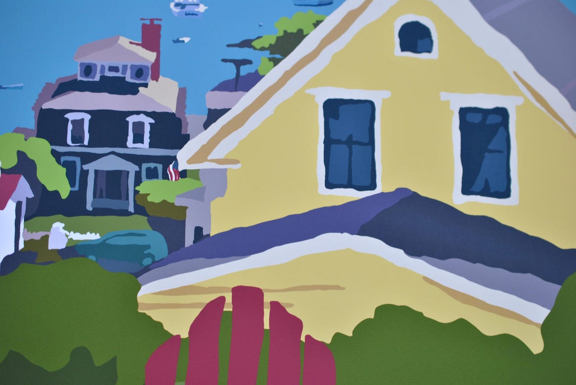 Stonington Harbor Art Print 18" X 24" Wall Poster by Alan Claude ...