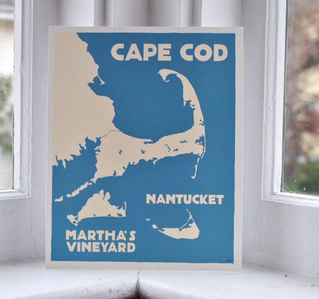 Cape Cod, Martha's Vineyard, and Nantucket Map Art Print 8" X 10 ...