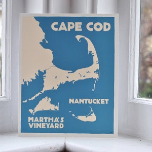 Cape Cod, Martha's Vineyard, and Nantucket Map Art Print 8" X 10 ...