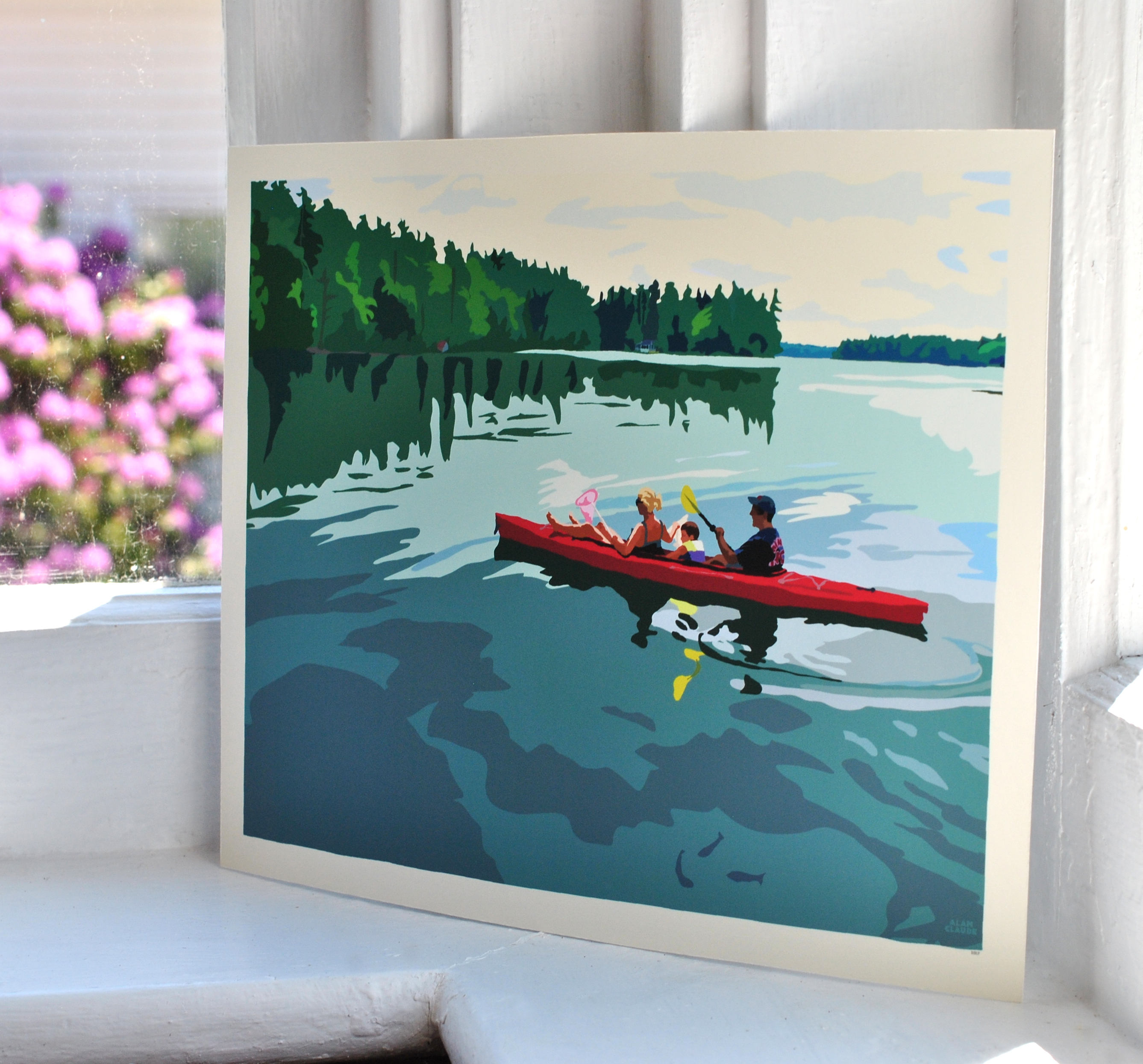 Kayaking on a Lake Art Print 8 X 10 Wall Poster by - Etsy