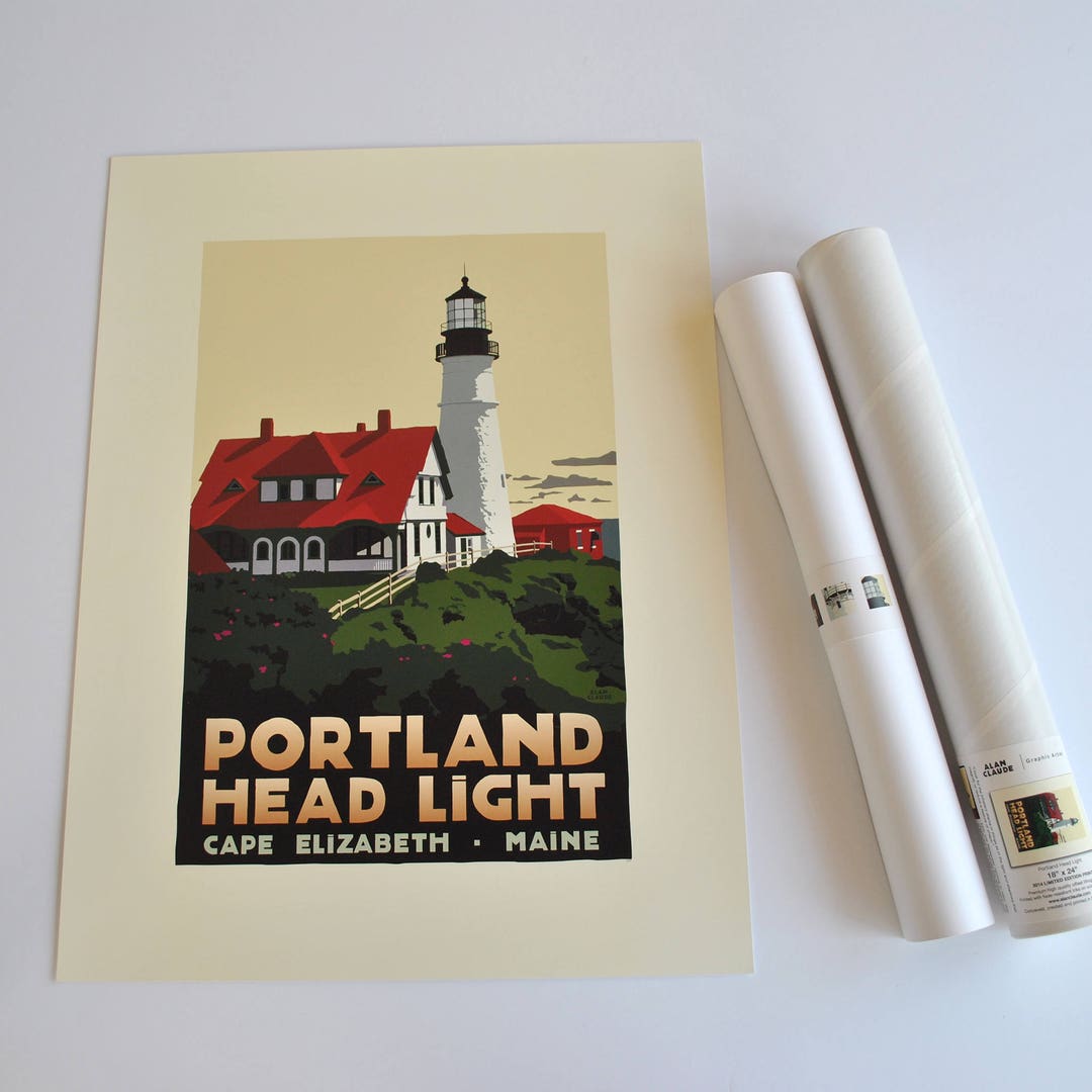 Portland Head Light Art Print 18 X 24 Travel Poster by Alan Claude ...