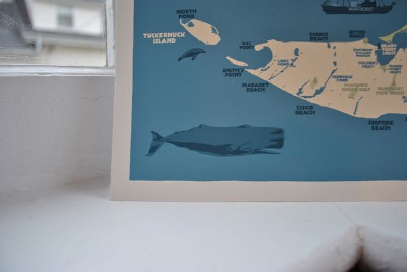 Nantucket Map Art Print 8" X 10" Travel Poster by Alan Claude ...
