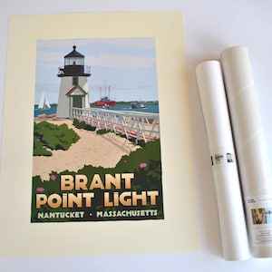 Brant Point Lighthouse Art Print 18" X 24" Travel Poster by Alan Claude ...