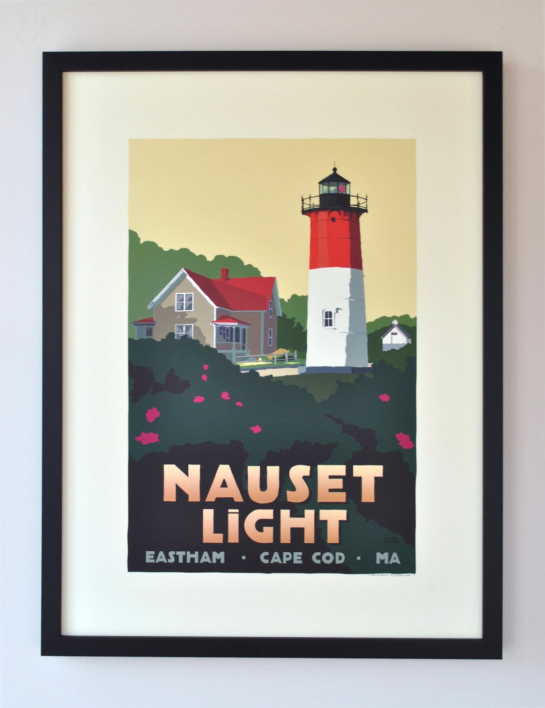 Nauset Light Art Print 18 x 24 Framed Travel Poster By Alan Claude ...