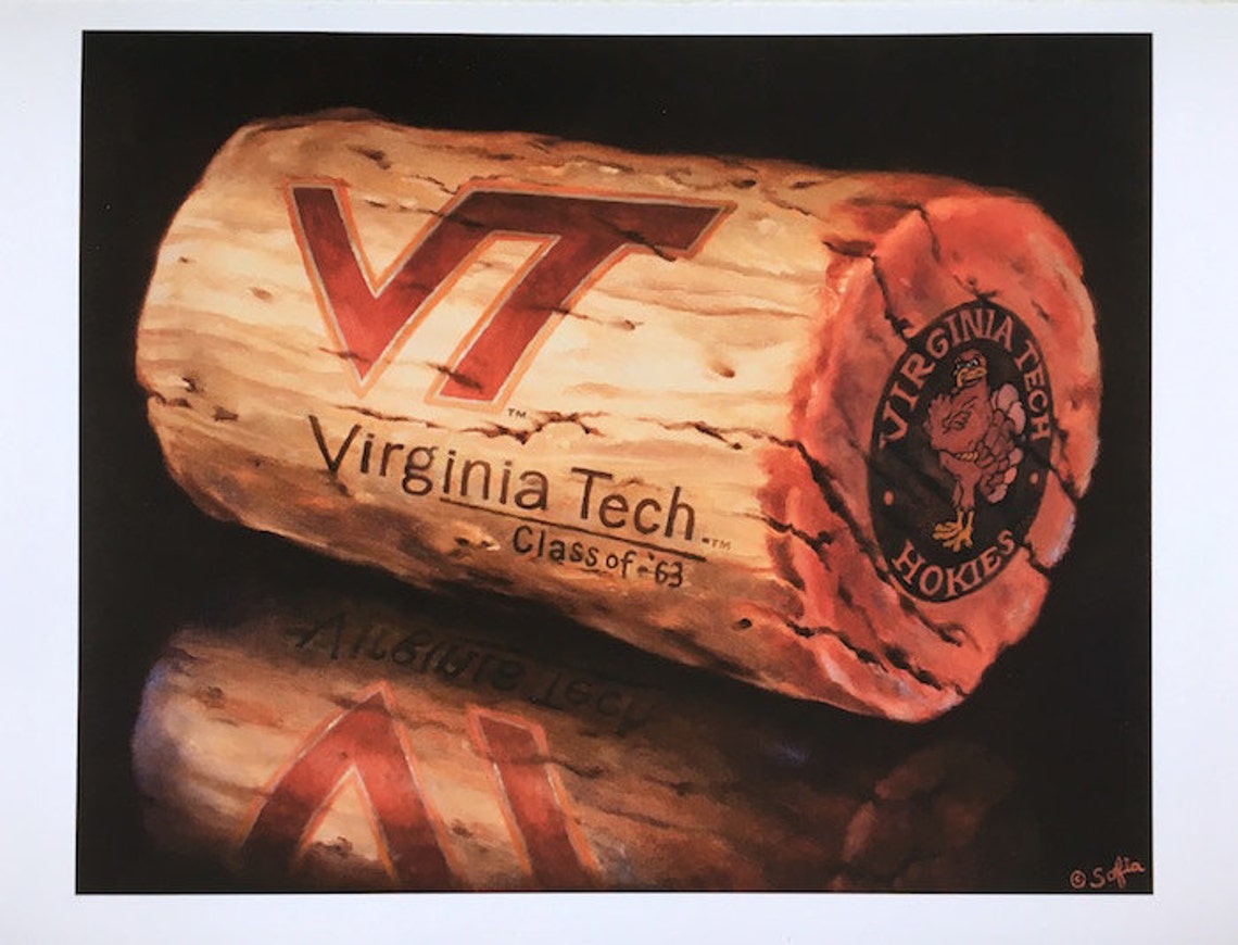 Virginia Tech Print of Wine Cork with Logo & Your Graduation | Etsy