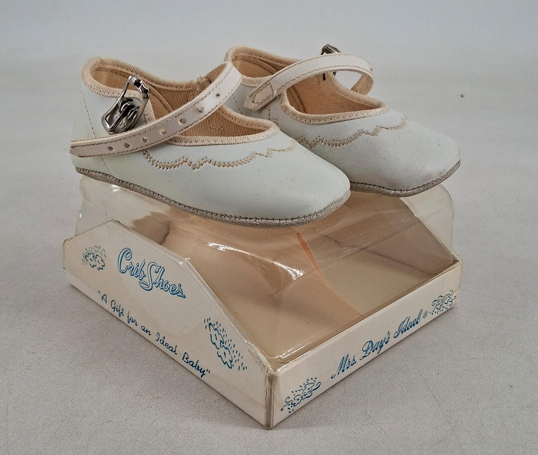 Vintage Mid Century Mrs. Day's Ideal Baby Shoe Co. Size 1 White Buckle ...