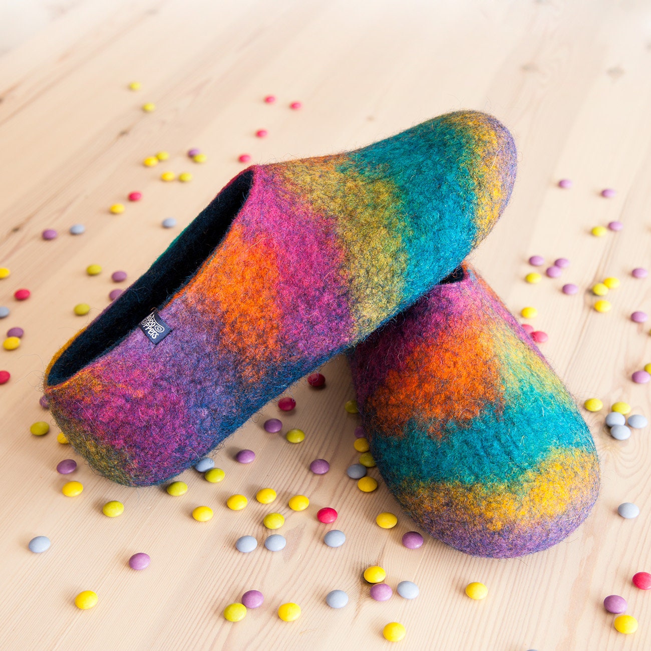 Boho Slippers Rainbow Wool Shoes Womens Felt Slippers Multi - Etsy UK