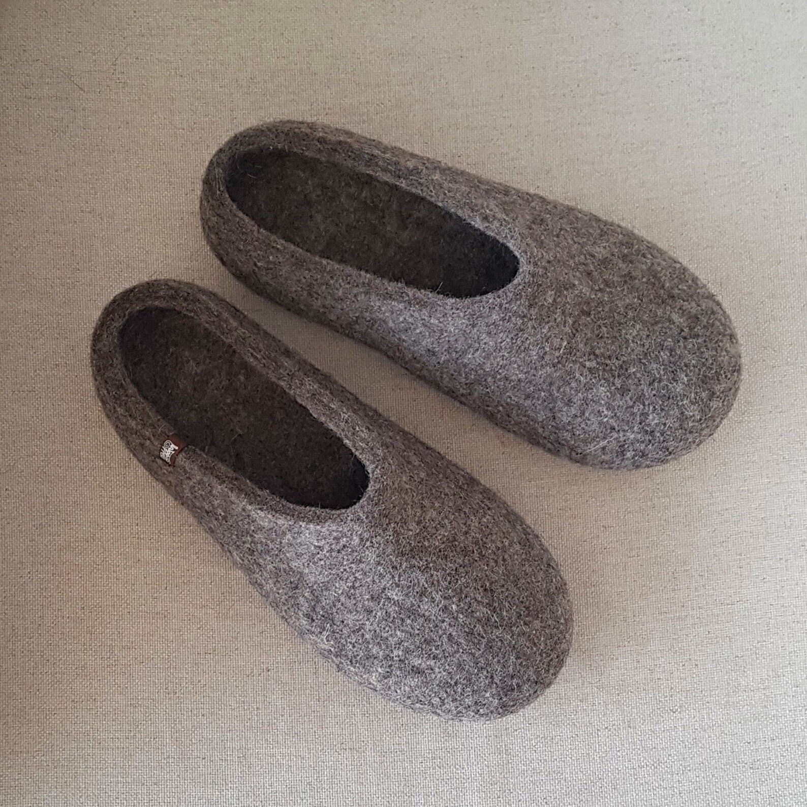 Grey Slippers for women in Felted Wool hygge low back easy | Etsy