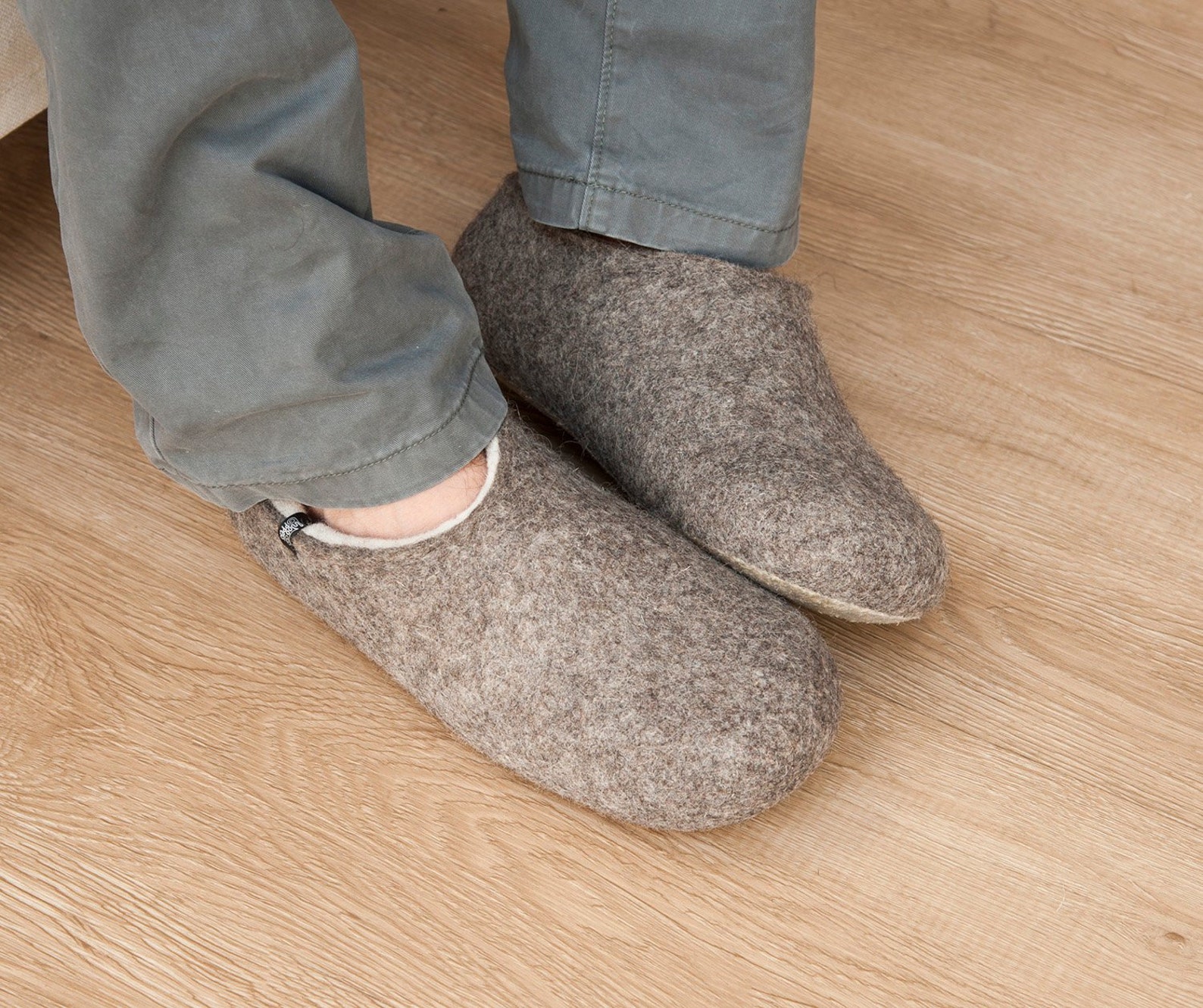 Men's Organic Felted Wool Slippers: Handmade Natural Wool House Shoes ...