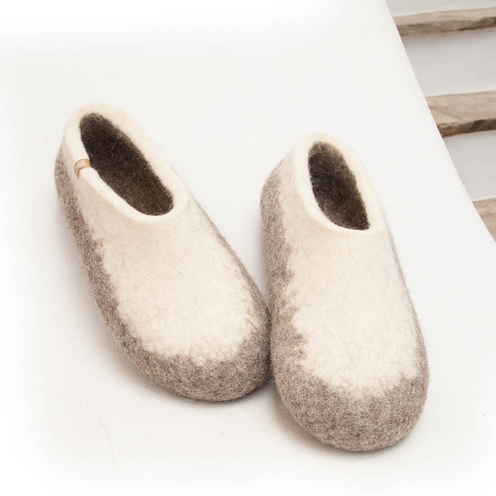 Felted Slippers for Women, Organic, Boiled Wool Slippers in Natural ...