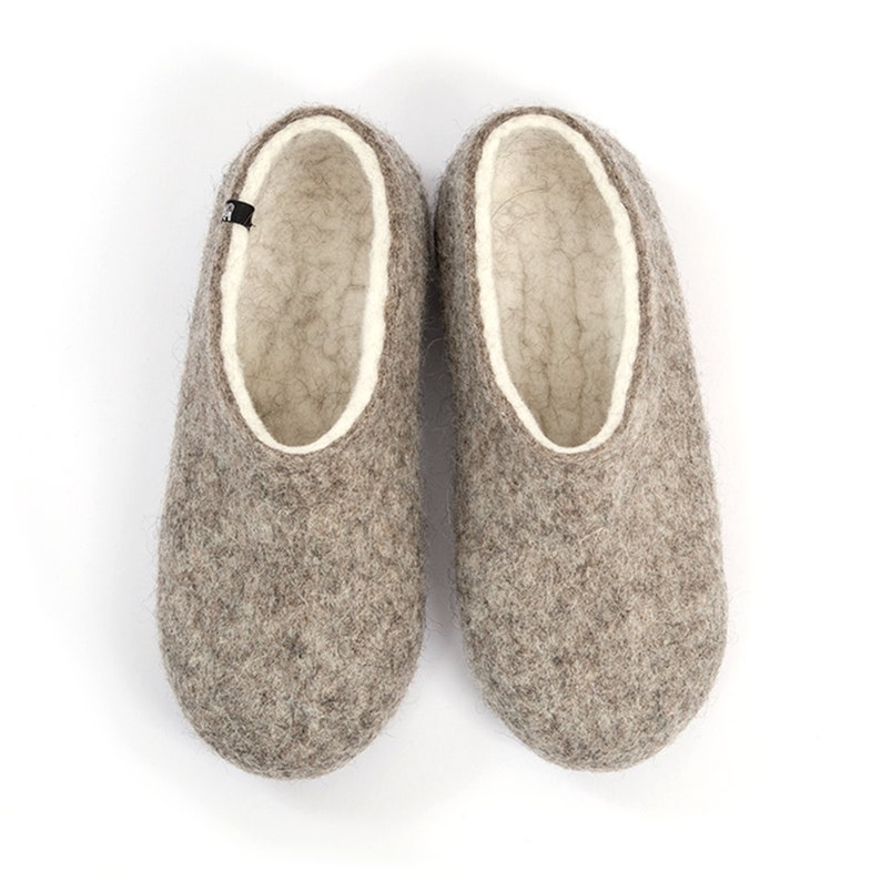Men's Organic Felted Wool Slippers: Handmade Natural Wool House Shoes ...