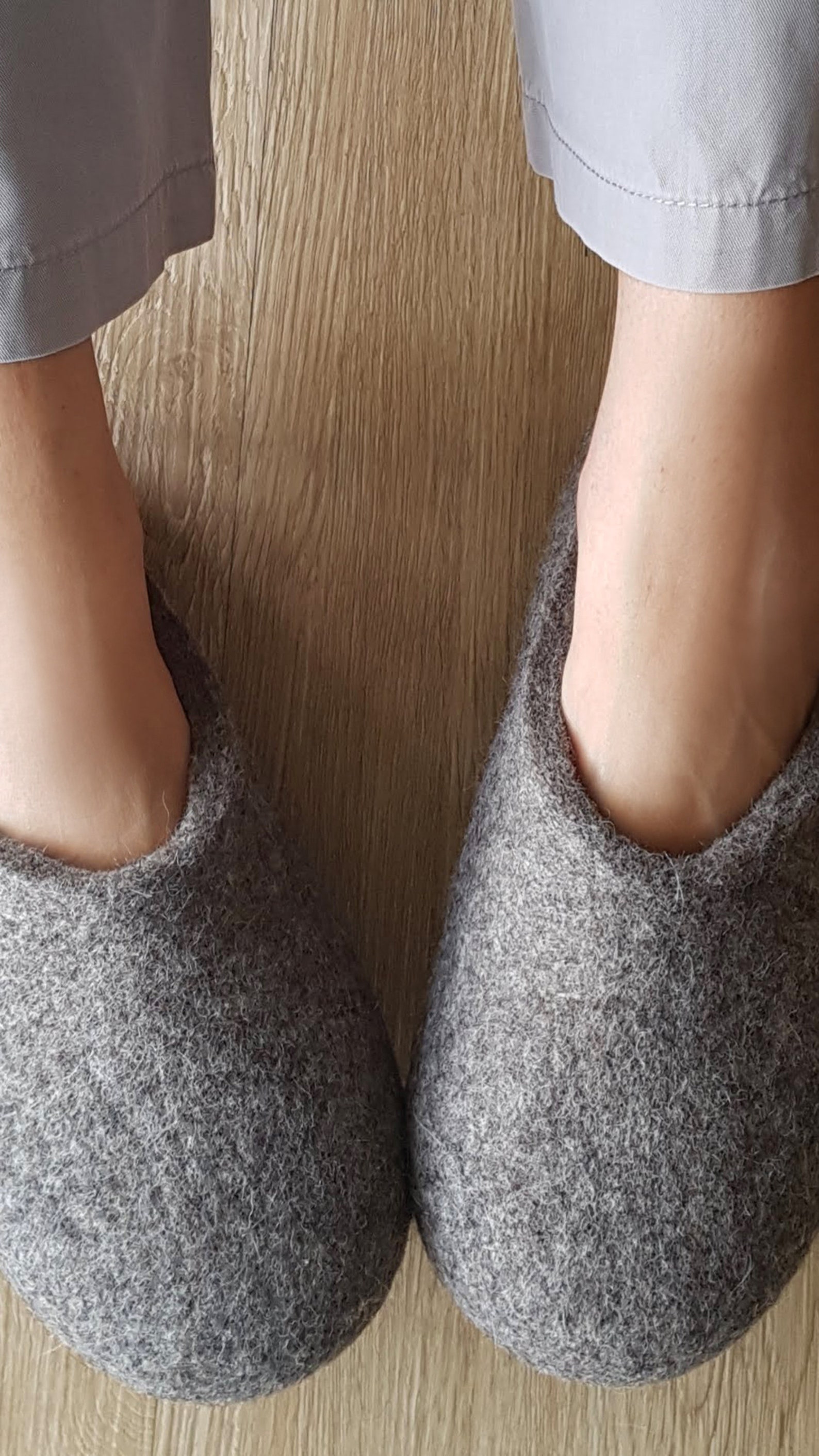 Grey Slippers for women in Felted Wool hygge low back easy | Etsy