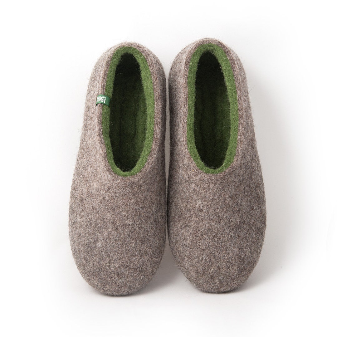 Mens Felted Slippers in Pure Wool: Warm Clog House Shoes - Etsy