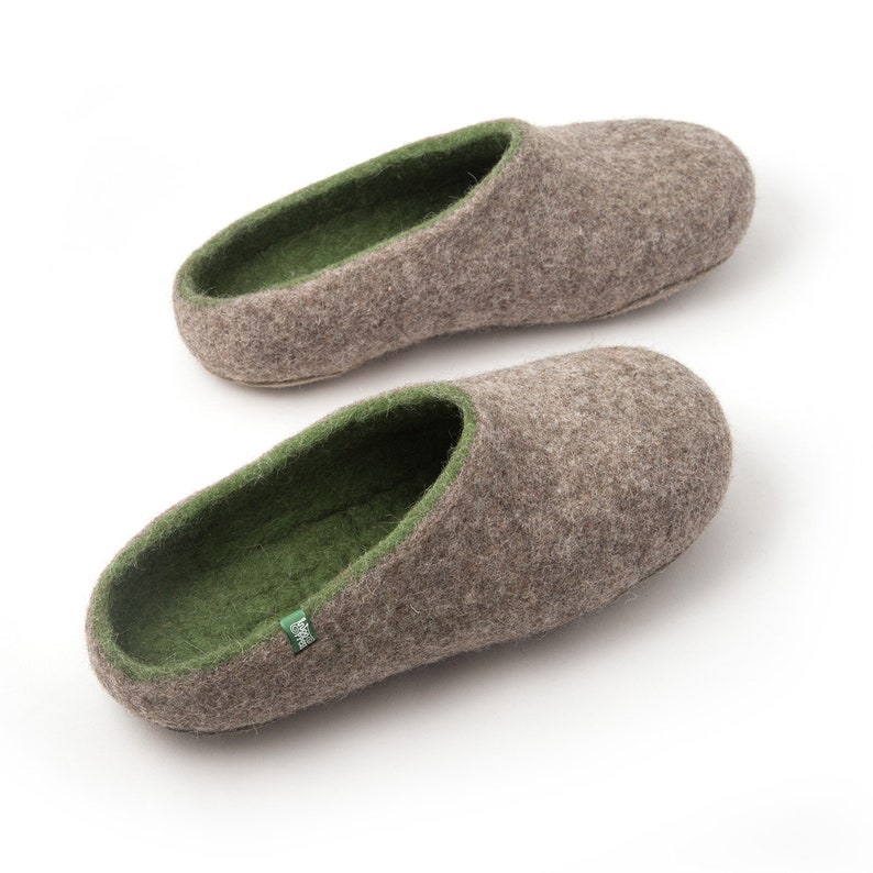 Felt Wool Slippers Mens Mule Slippers Easy to Slip On - Etsy