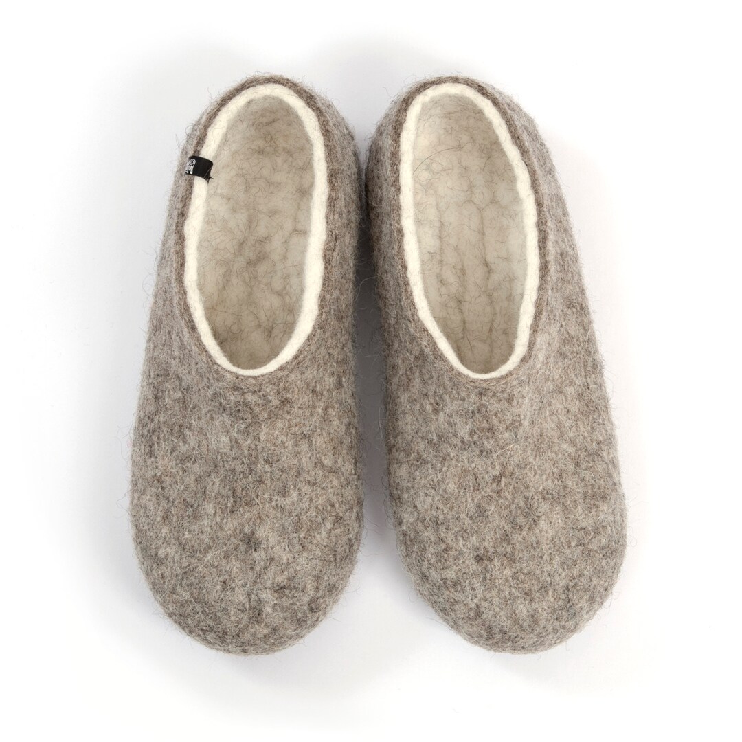 Organic Felted Wool Slippers for Men: Eco-friendly Grey Wool Clogs - Etsy