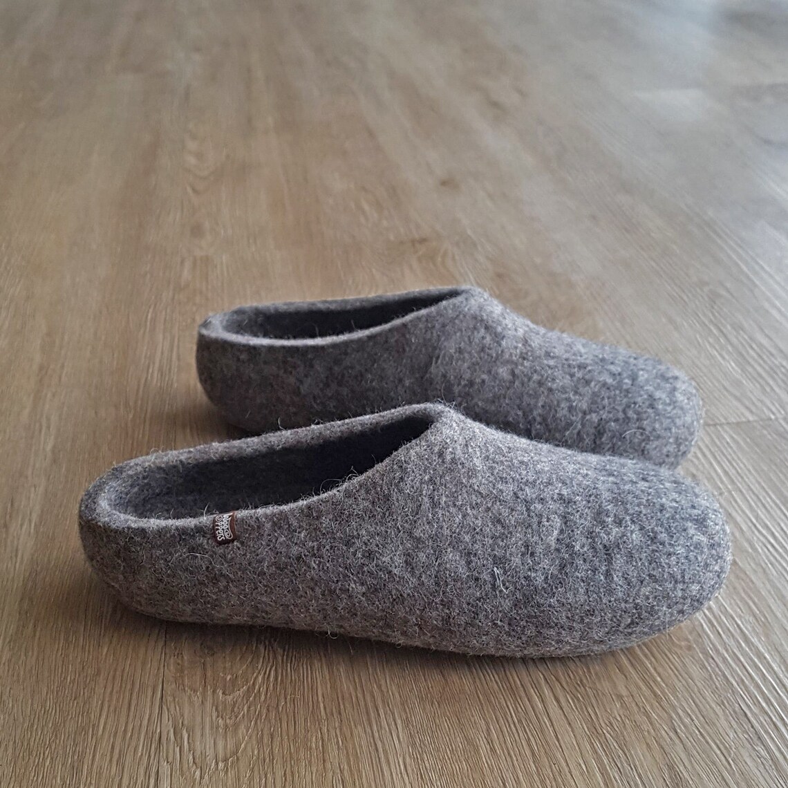 Grey Slippers for Women in Felted Wool Hygge Low Back Easy - Etsy