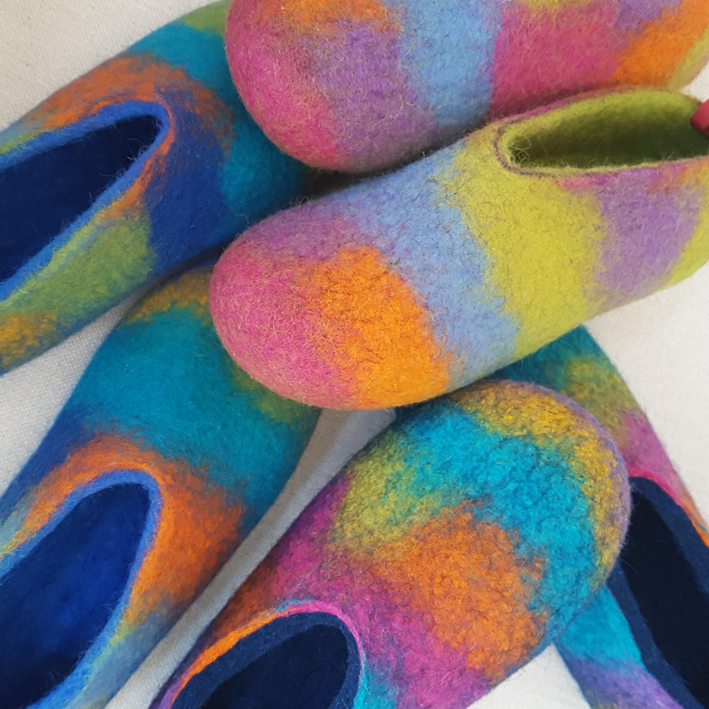 Boho Slippers Rainbow Wool Shoes Womens Felt Slippers Multi - Etsy UK