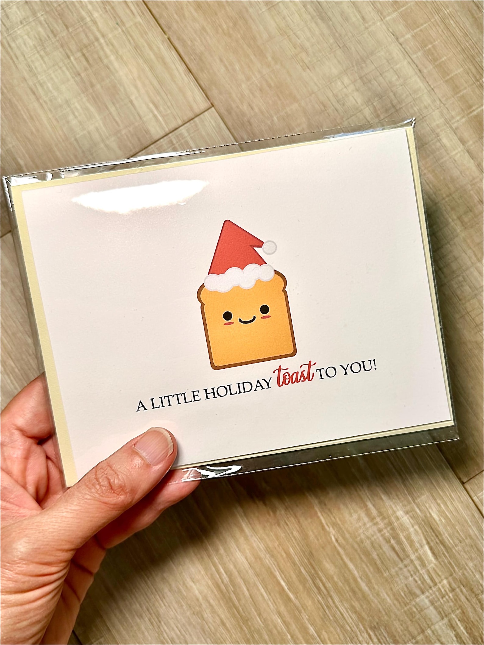 Cute Food Pun Christmas Card - A Little Holiday Toast to You | Festive ...