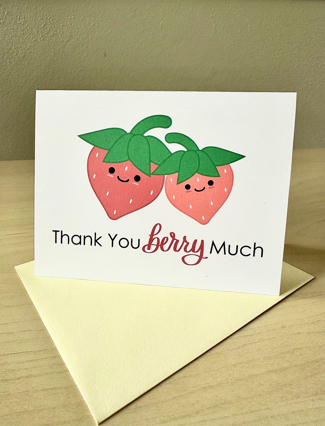 Thank You Berry Much Strawberry Greeting Card | Berries Pun Card | Cute ...