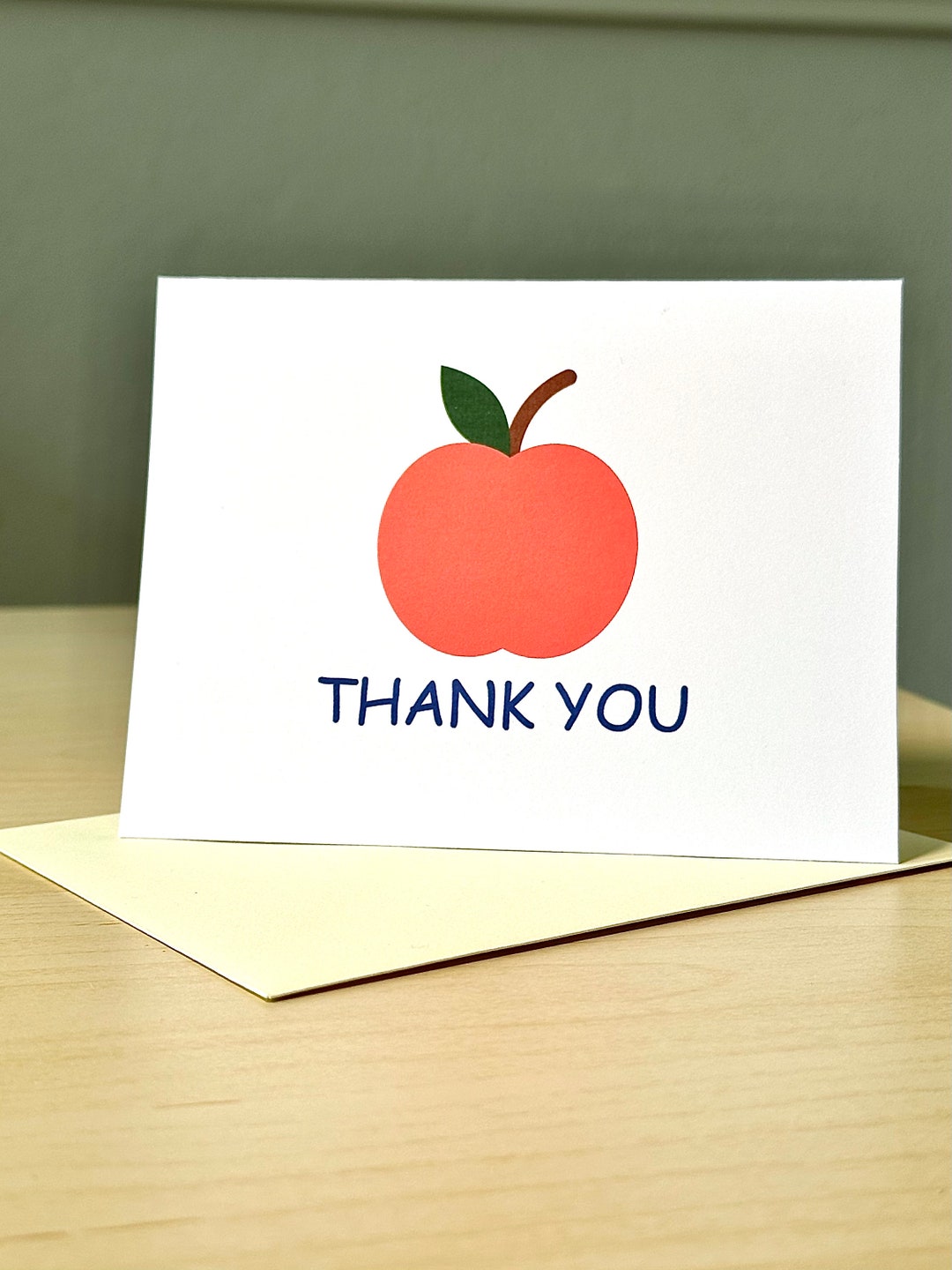 Apple Thank You Card Teacher Appreciation Greeting Card End of School ...