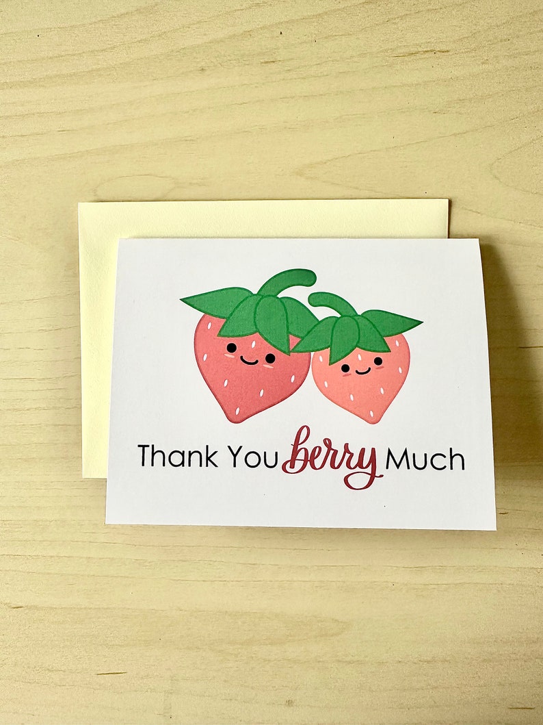 Thank You Berry Much Strawberry Greeting Card Berries Pun Card Cute ...