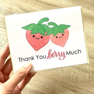 Thank You Berry Much Strawberry Greeting Card | Berries Pun Card | Cute ...