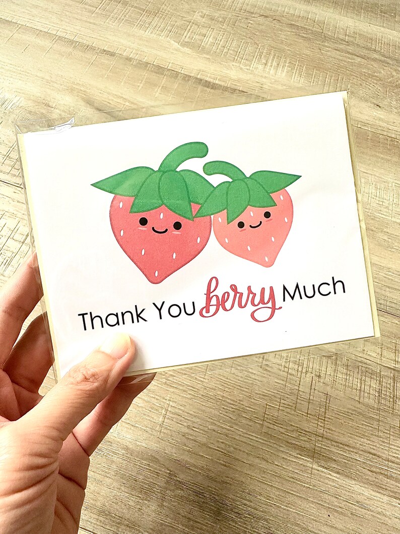 Thank You Berry Much Strawberry Greeting Card Berries Pun Card Cute ...