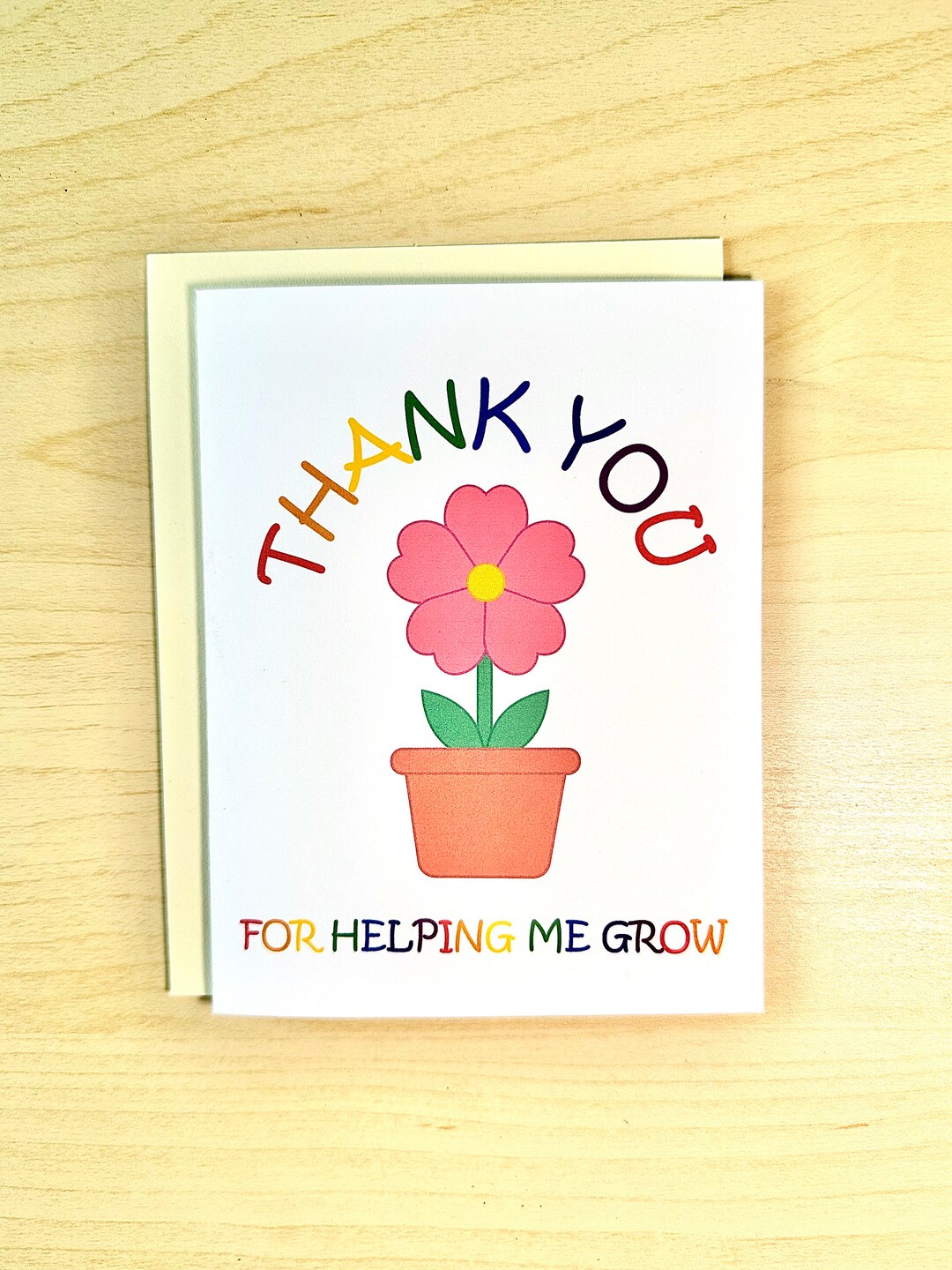 Thank You for Helping Me Grow Teacher Appreciation Card | Cute Flower ...