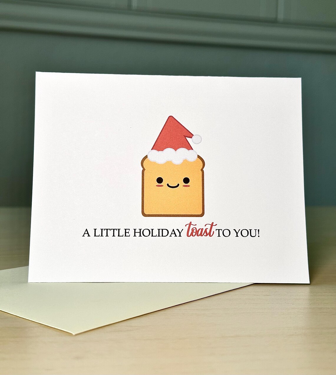 Cute Food Pun Christmas Card - A Little Holiday Toast to You | Festive ...