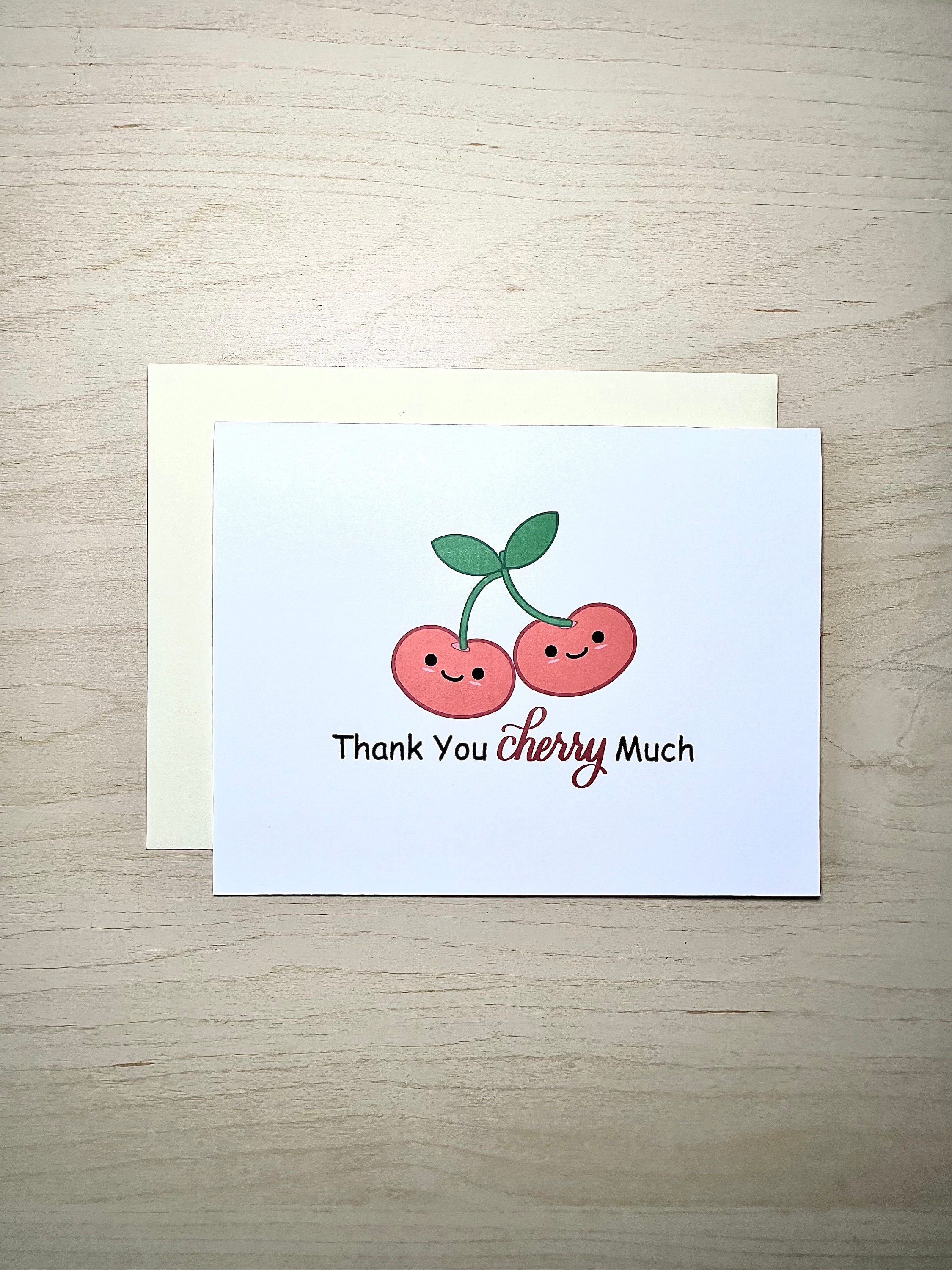 Thank You Cherry Much Greeting Card Cute Summer Fruit Pun Note Card ...